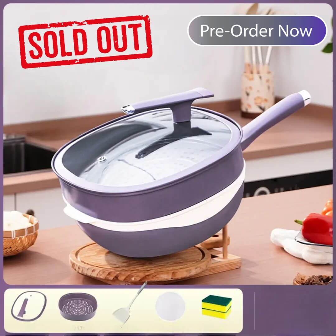 Premium Non‑Stick Rock Cast Wok with Lid & Steamer – Taylor Brio